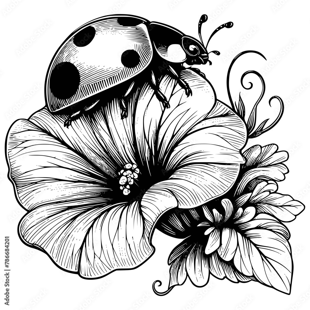 Ladybug Scene, floral lady bug, flower ladybug , laser Cut file ...