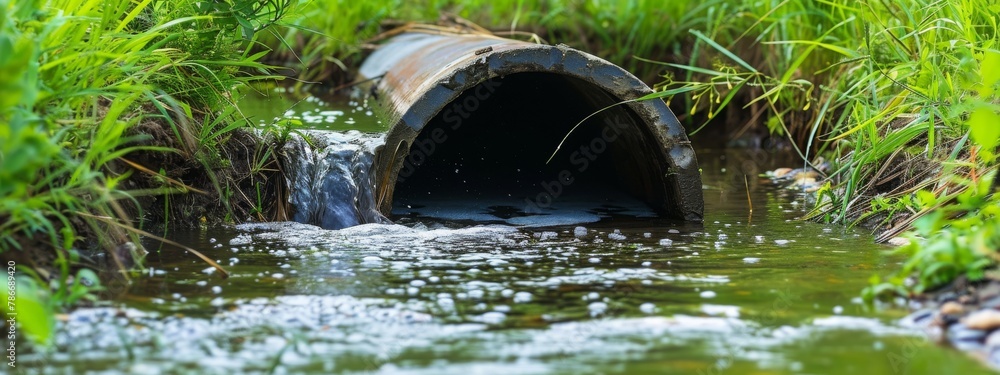 Overflow and infiltration well connected to drainage pipes dug in a ...