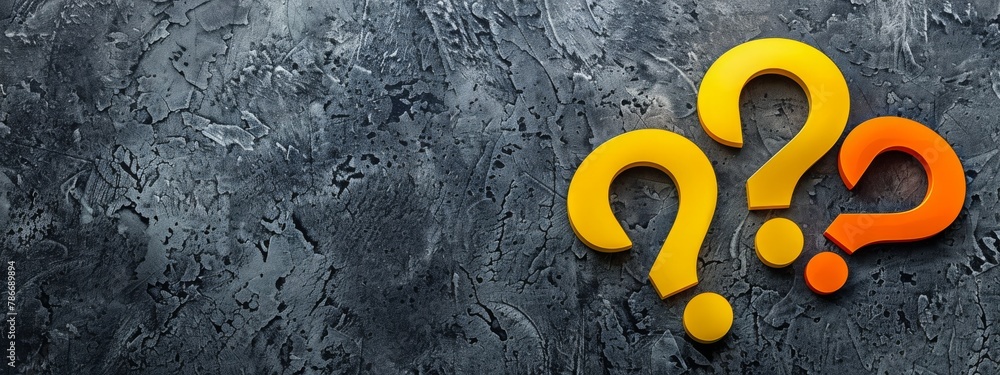 three Question mark symbols for FAQ, information, problem, and solution ...