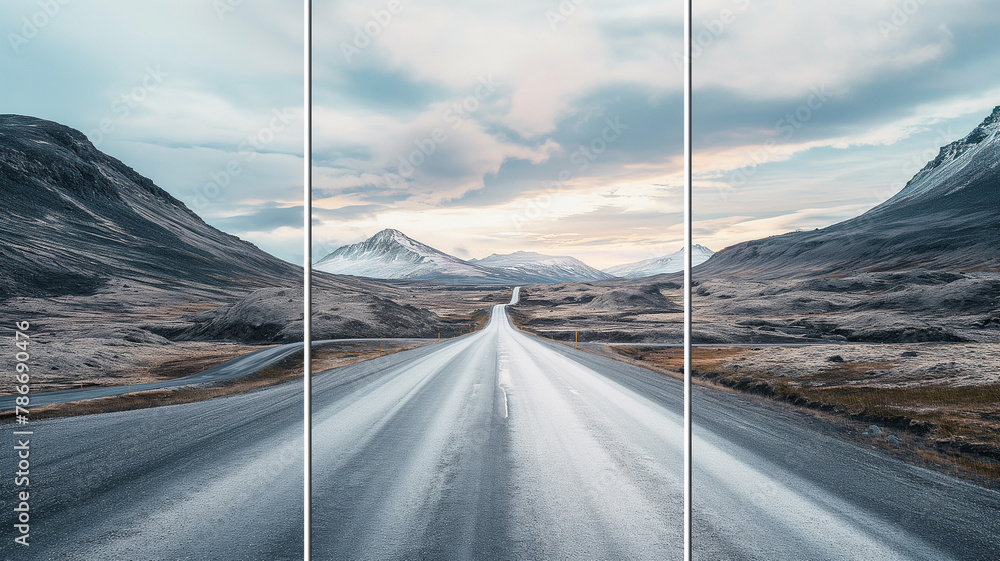 3-section wall painting prepared for room decoration and compositions ...