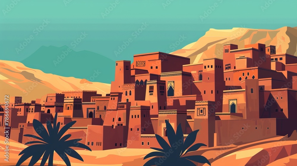 Abstract vector illustration of Diriyah, a historic site in Saudi ...