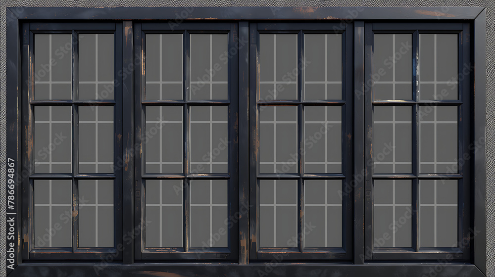a window frame with six panes, set against a transparent background ...