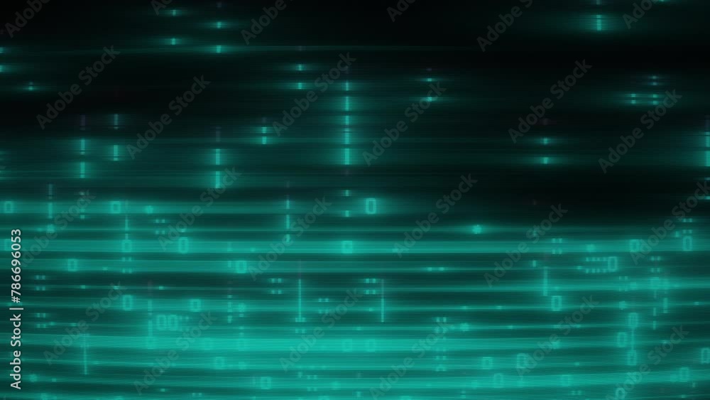 ASCII digital rain information flow animation. High tech code falling abstract animated ...