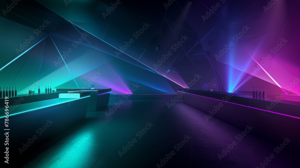 Night club interior neon lights. 3d render for laser show. Fluorescent ...