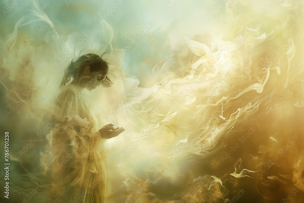 An ethereal image capturing the essence of spiritual attributes, with ...