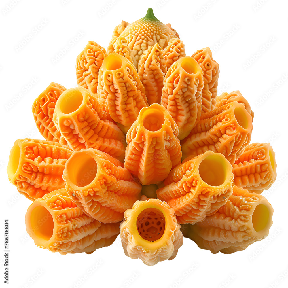 A realistic photo of a fresh Buddha's hand fruit, its yellow segmented ...