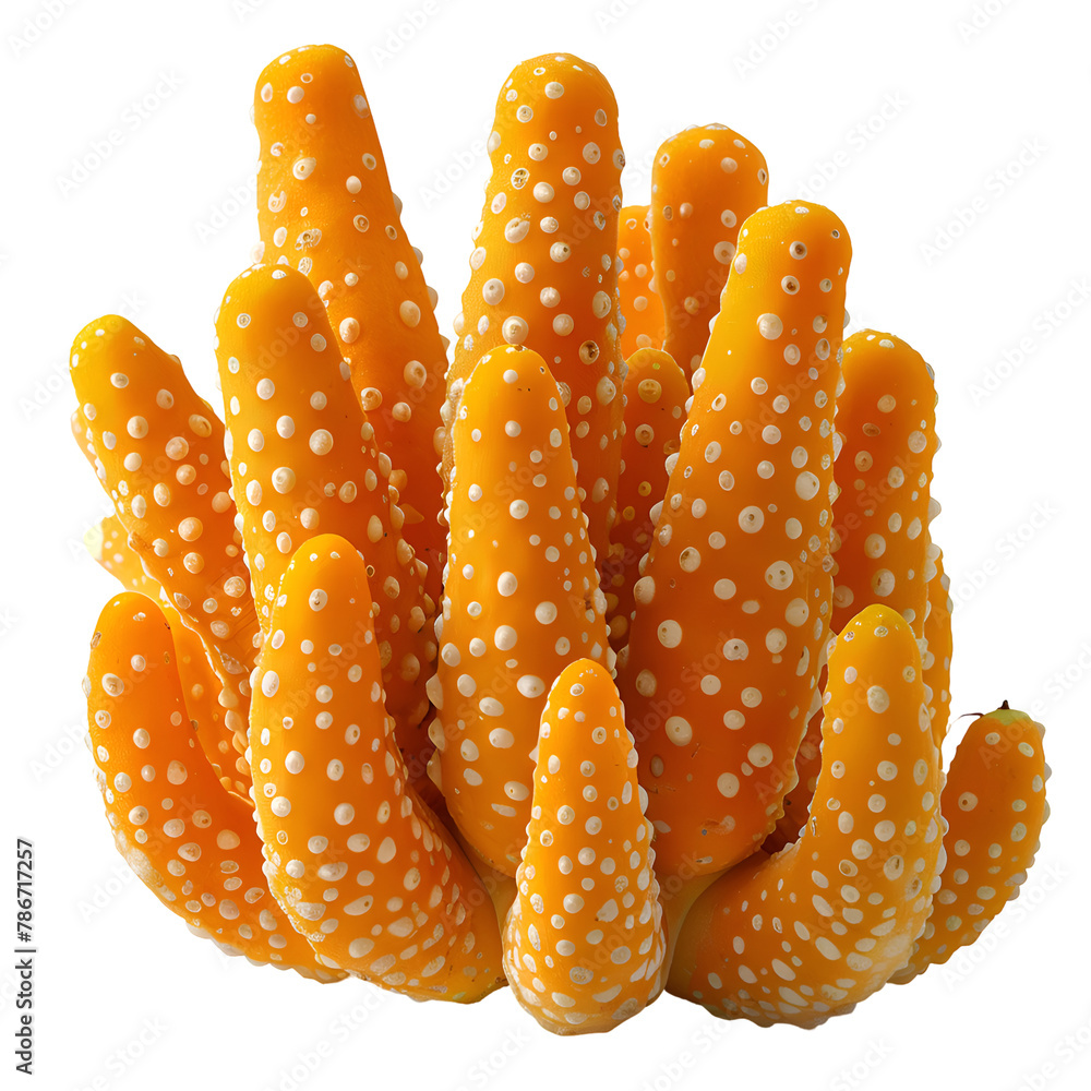 A realistic photo of a fresh Buddha's hand fruit, its yellow segmented ...