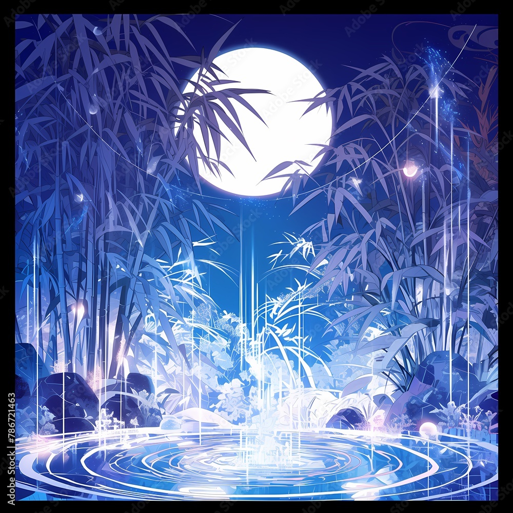 Ethereal Moonlight Bathes Serene Zen Garden in a Fusion of Tradition ...