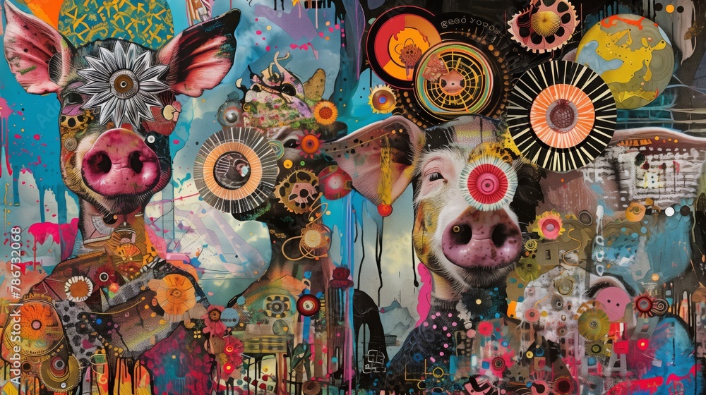 pig collage art Stock Photo | Adobe Stock