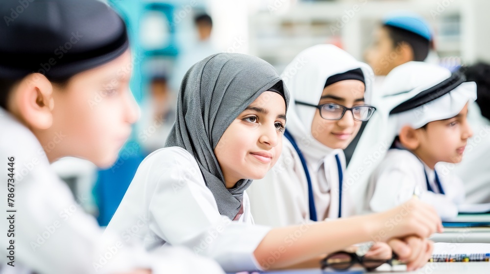 Students in an Islamic school learning about science and technology ...