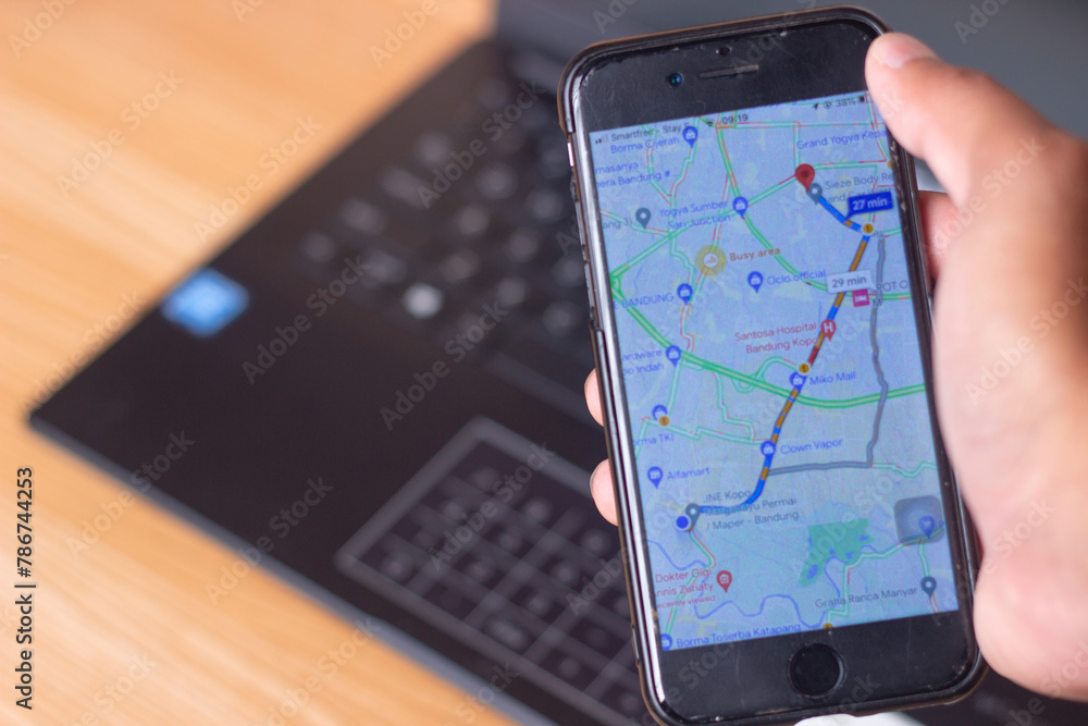 Bandung, Indonesia April 5 2023 : Asian man hand holding iPhone and ...