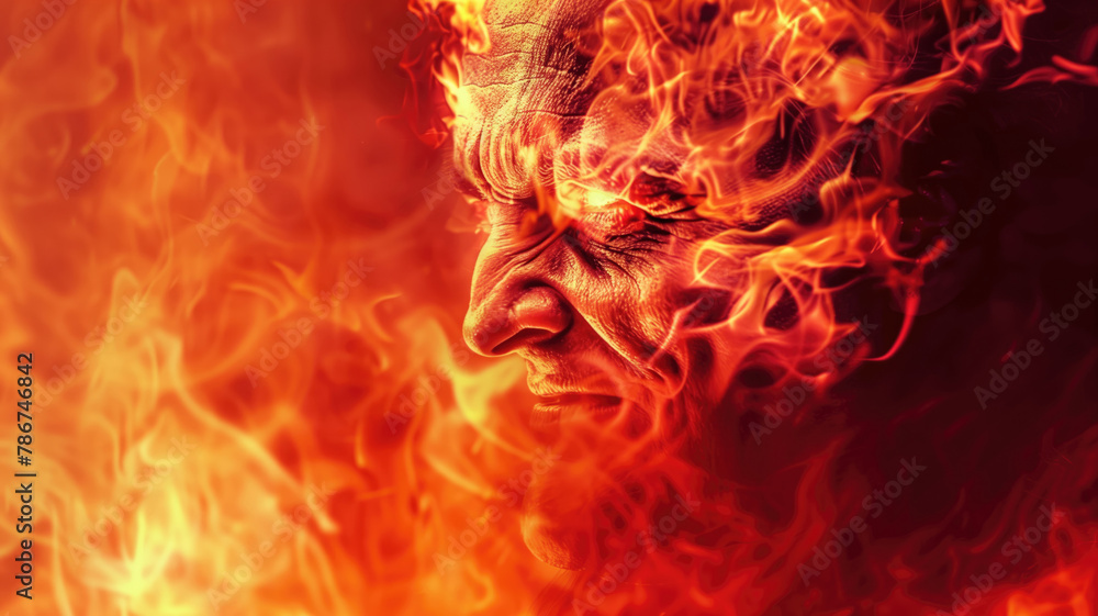 Intense inferno engulfs a figure, a symbol of power and transformation ...