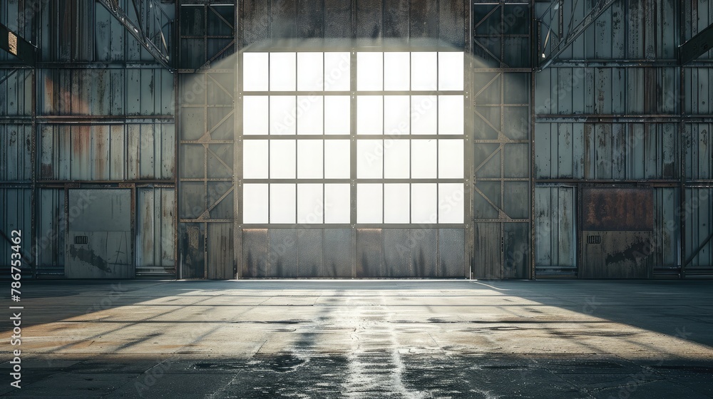Heavy steel doors opening Large steel doors of an hanger like building ...