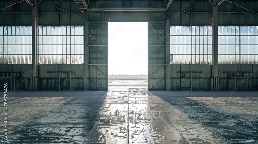 Heavy steel doors opening Large steel doors of an hanger like building ...