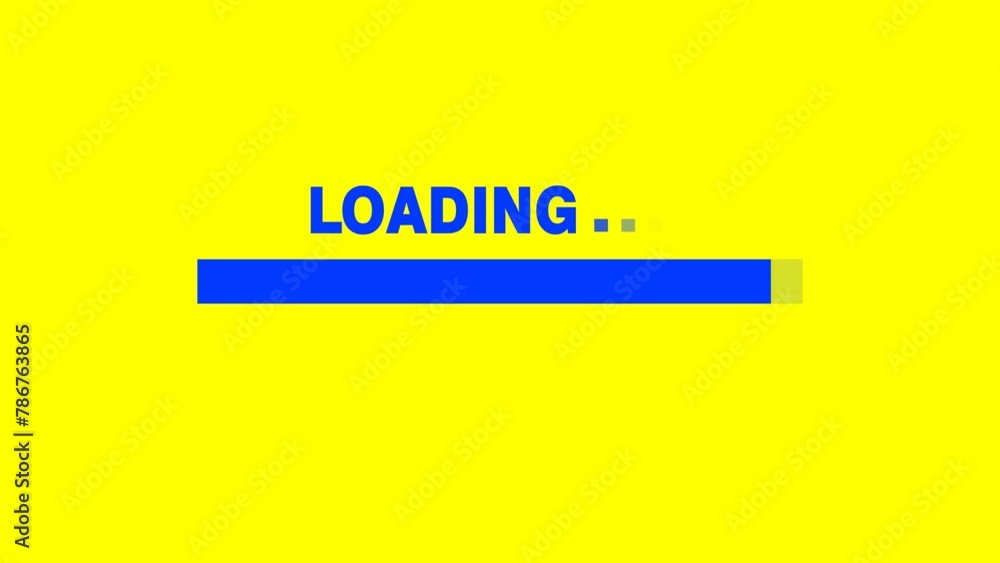 Pixelated loading screen with download progress bar. Animated loading ...