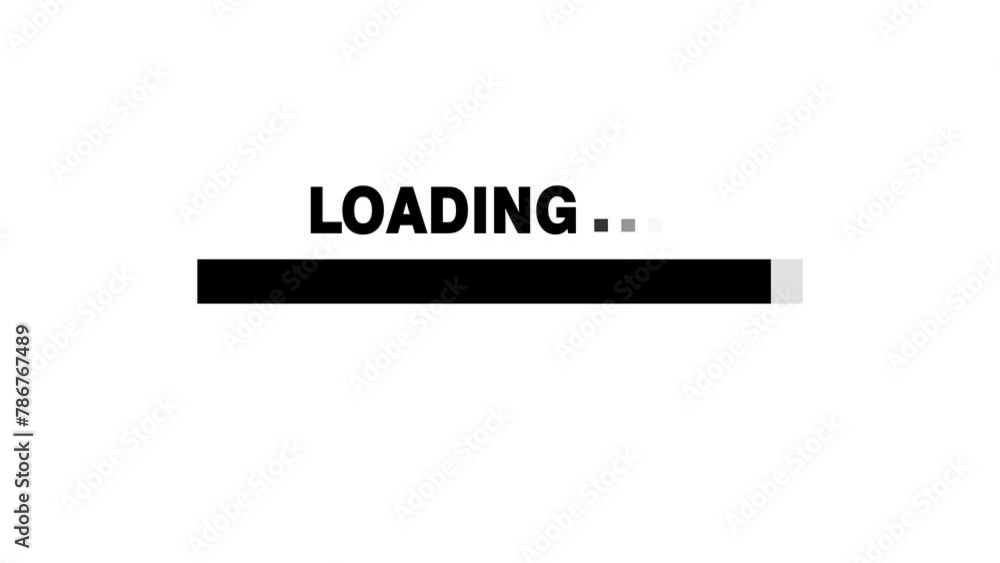 Pixelated loading screen with download progress bar. Animated loading ...