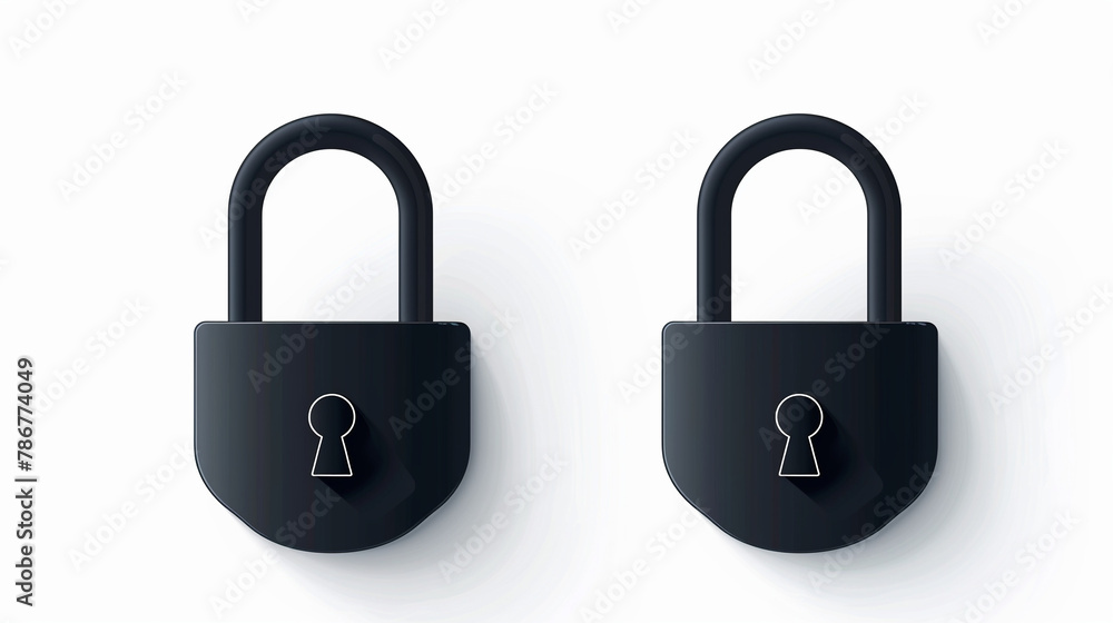 Vector illustration black lock icon white background, security concept ...