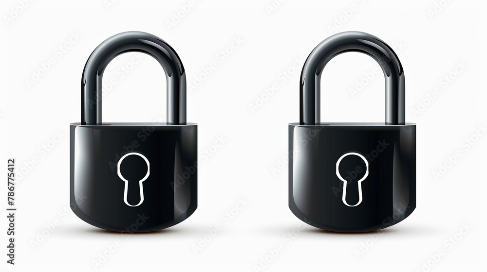 Vector illustration black lock icon white background, security concept ...