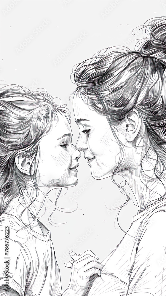 Beautiful, realistic line drawings show the bond between a mother and ...