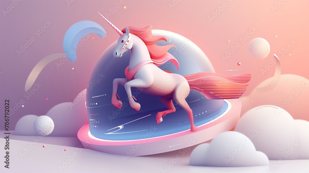 Imagine a sleek unicorn with metallic enhancements galloping under a ...