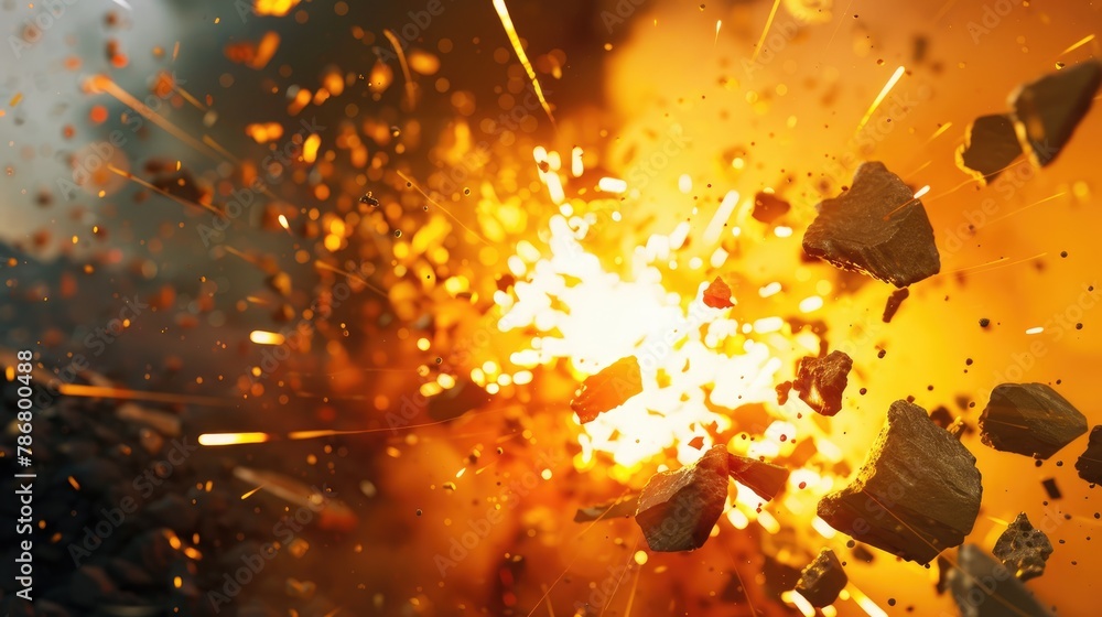 Rocks big bang explosion in space, Rocks explosion, Generative AI Stock ...