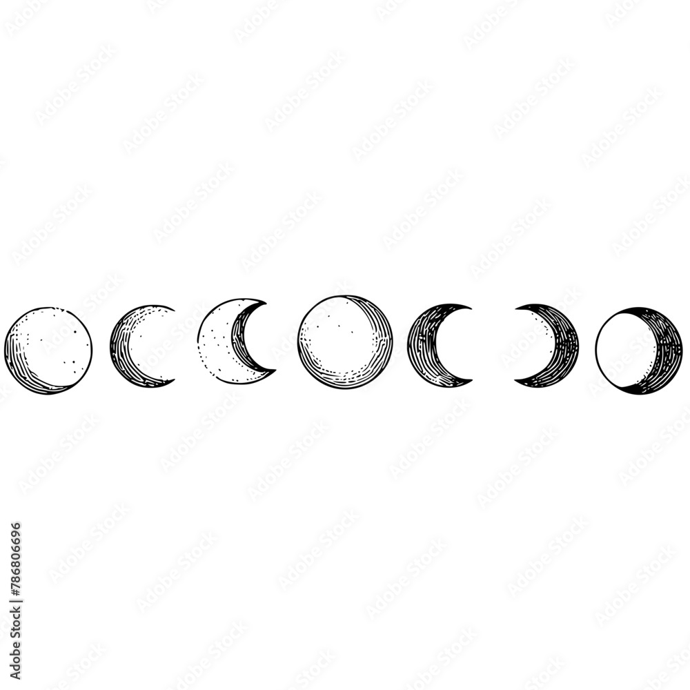 Vetor de Moon Bundle, Moon Phases, Lunar Phases, Moon Phase, Crescent ...
