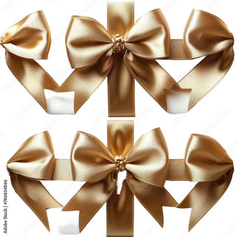 A gold ribbon and bow Christmas birthday and vale On isolated ...