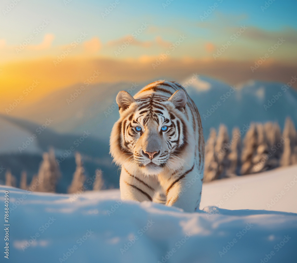 Majestic White Tiger in the Snow | Beautiful White Tiger Walking on ...