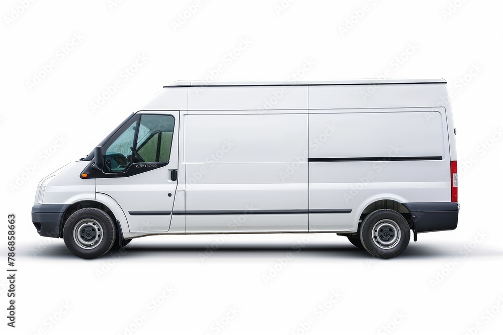 Delivery van side view isolated on a white background. Side view of a ...