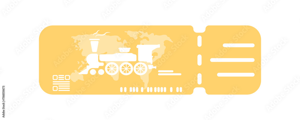 Yellow train ticket with world map vector. Booking a ticket for travel ...
