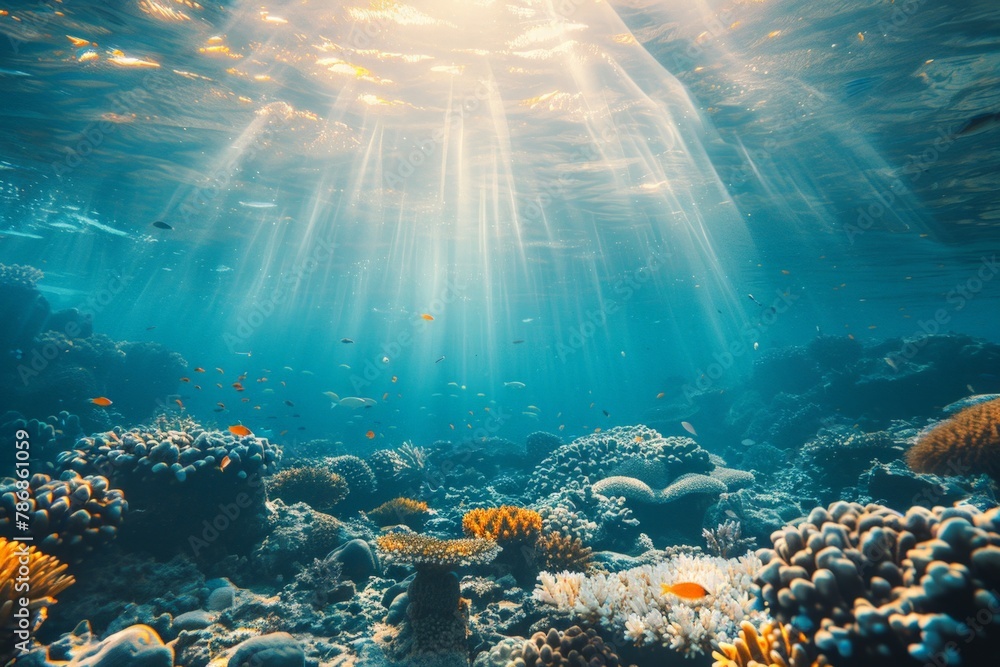 World Oceans Day. Blue ocean waves, Flora and Fauna of the oceans Stock ...