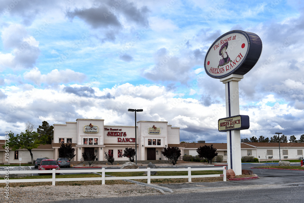 PAHRUMP, NEVADA - 14 APR 2024: Sheris Ranch a licensed, legal brothel ...