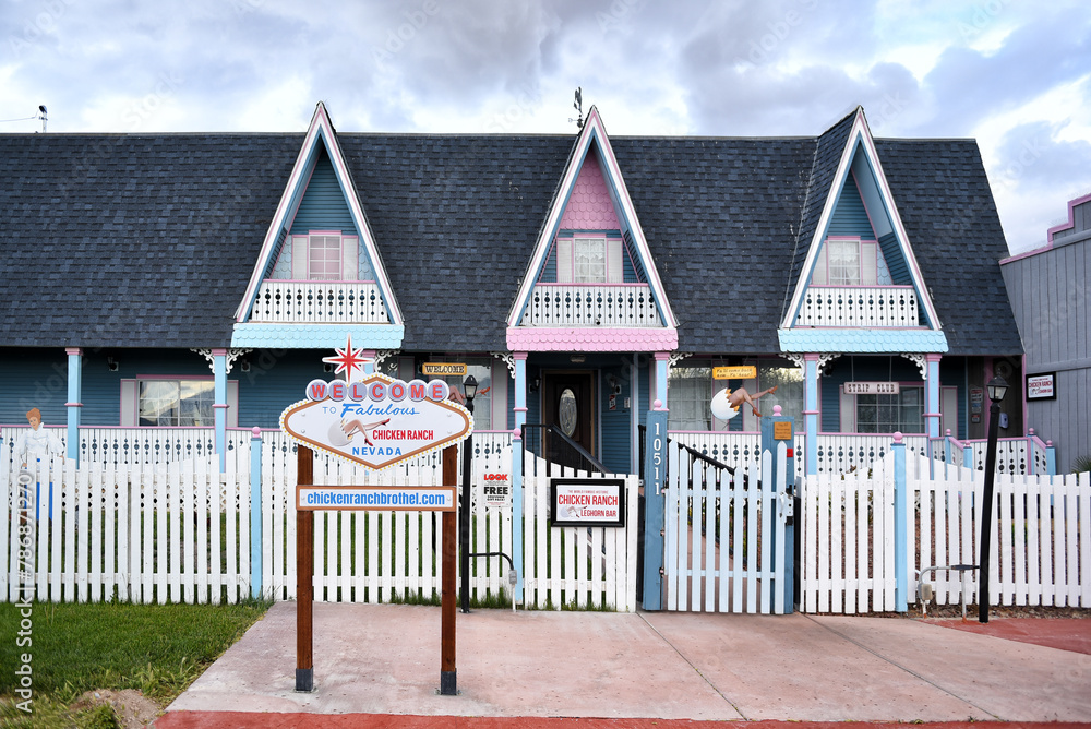 PAHRUMP, NEVADA - 14 APR 2024: The Chicken Ranch is a legal, licensed ...