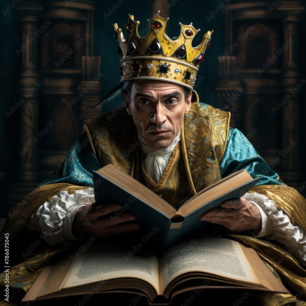 A photo ceremony of an European king, who has a brown mustache wearing ...