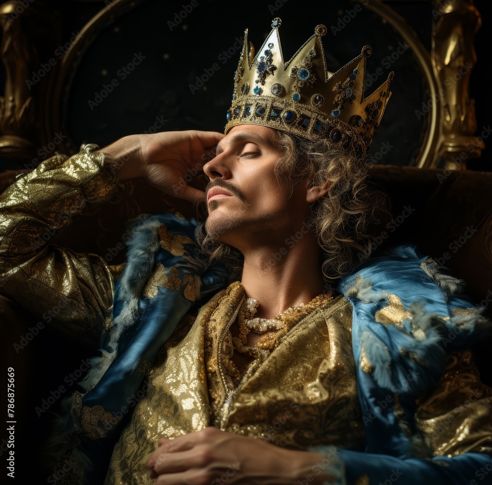 A photo ceremony of an European king, who has a brown mustache wearing ...