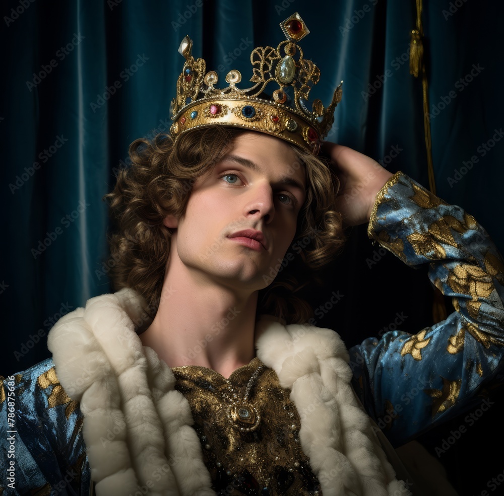 A photo ceremony of an European king, who has a brown mustache wearing ...