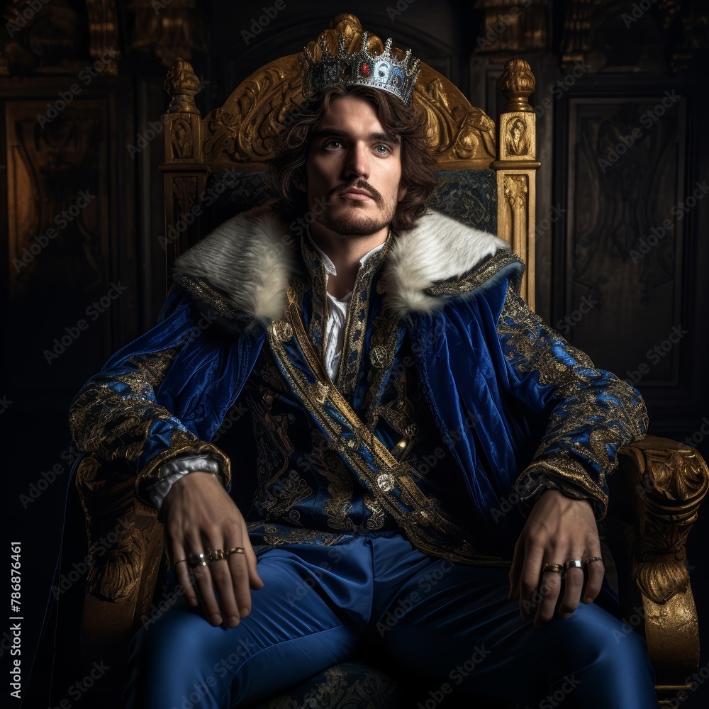 A photo ceremony of an European king, who has a brown mustache wearing ...