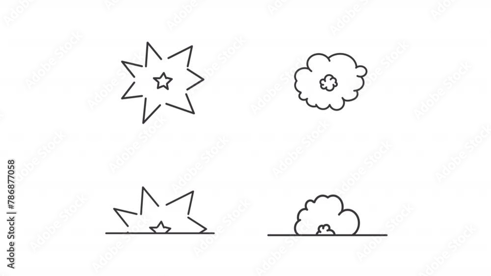 Bomb explosion animation set. Flame smokes animated line icons. Burst ...