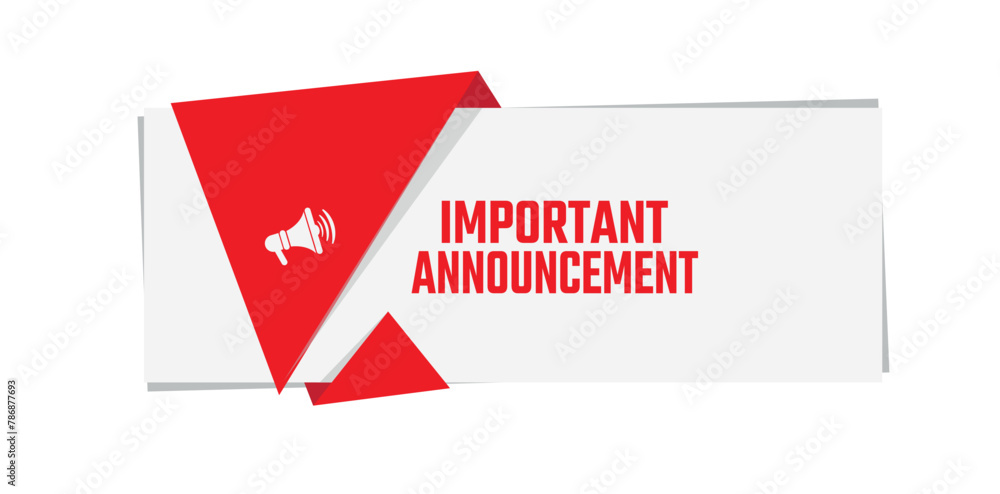 important announcement sign on white background Stock Vector | Adobe Stock