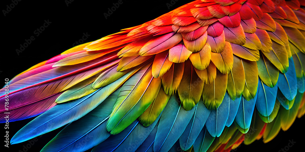 Parrot wing on a black background, minimalism, Zoomorphic, texture ...