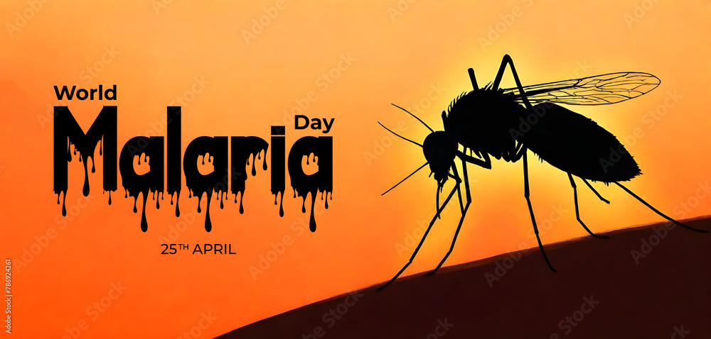 World Malaria Day. Mosquito and world map Globe. Gnat mosquito ban icon ...