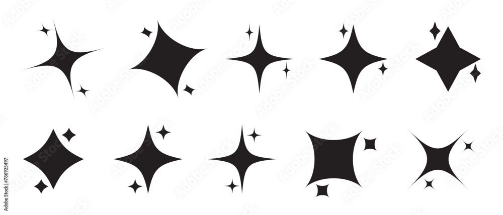 Twinkle star shape symbols. Minimalist silhouette stars icon. Modern ...