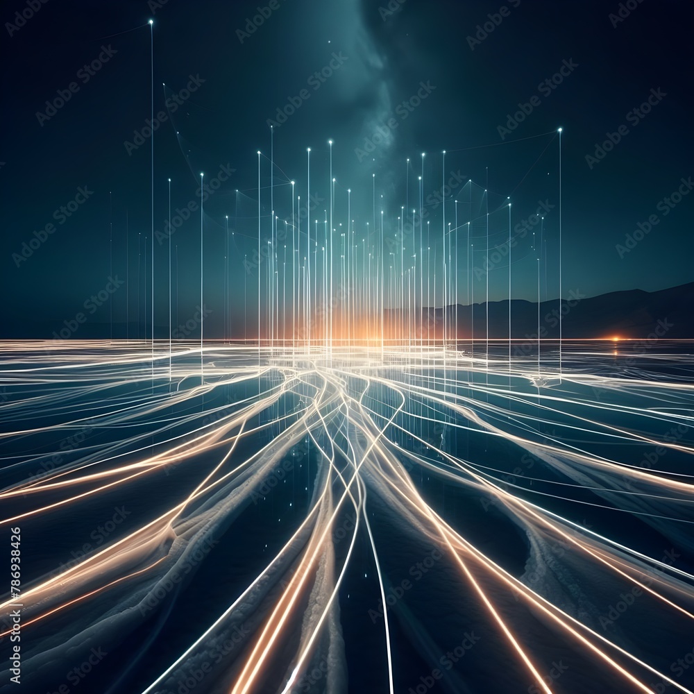 The lines in the sky and the lines underwater meet at midnight in a ...