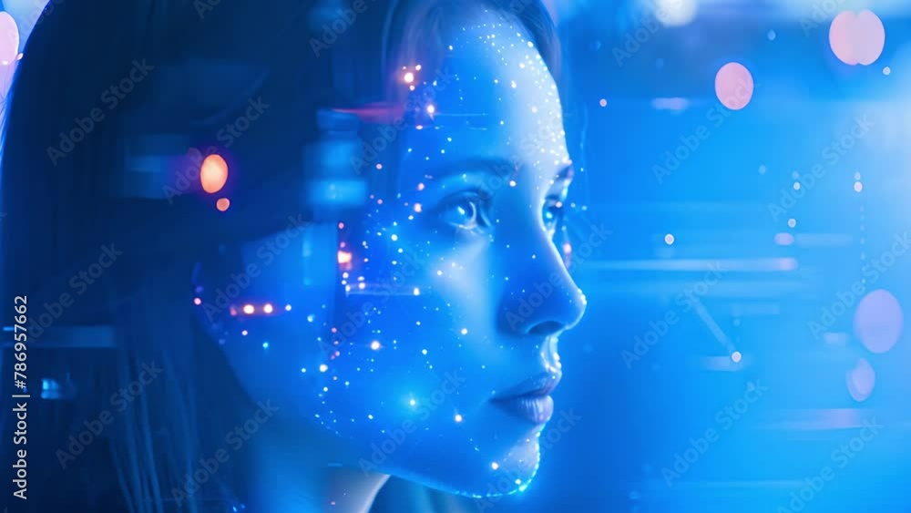 Face detection technology. Scanning facial recognition. Smart Phone ...