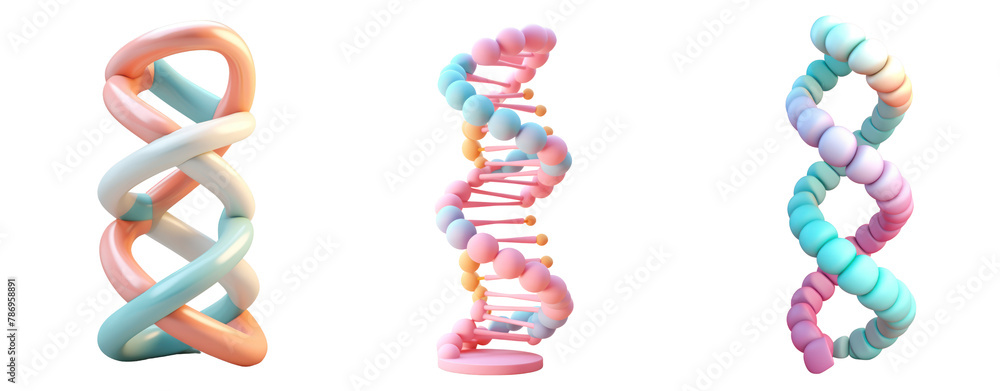 cute 3D DNA clay icon rendered soft pastel color blender plain surface ...