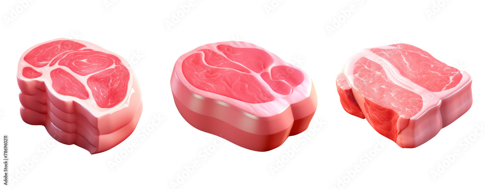 cute 3d meat , 3d clay set rendered soft pastel color blender plain ...