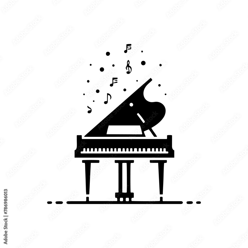 Black Vector Silhouette of a Piano, Symbol of Musical Grace and Mastery ...