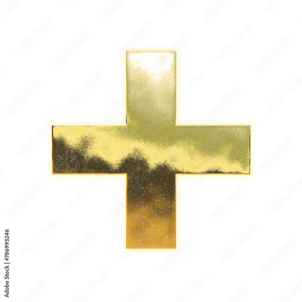 Very realistic golden plus mark, transparent background Stock ...