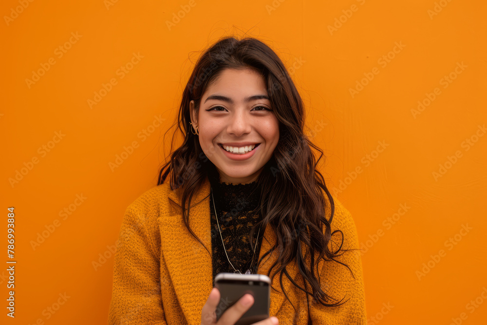 An enthusiastic Latina woman, in her late 20s, smiles warmly as she ...