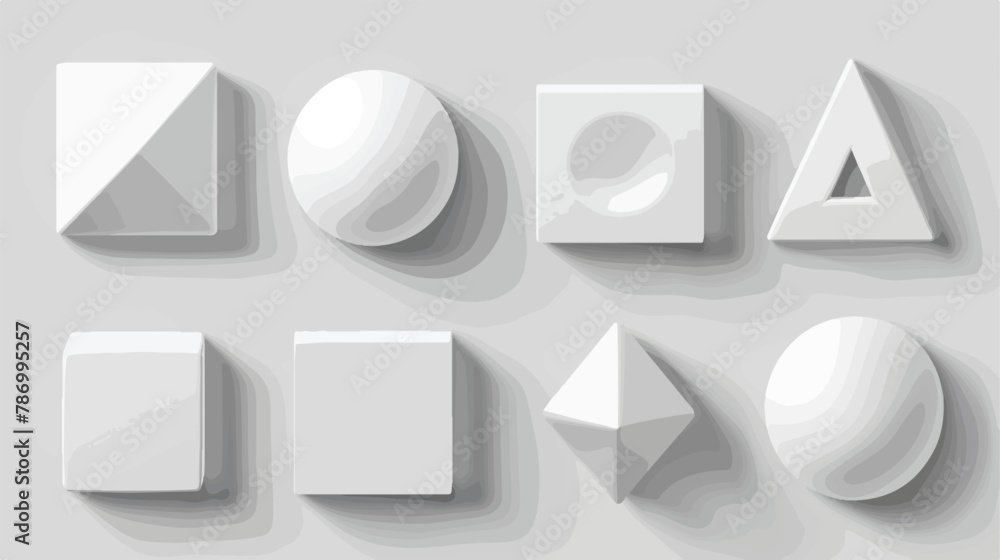 Realistic white basic 3d shapes in top and front view Stock Vector | Adobe Stock
